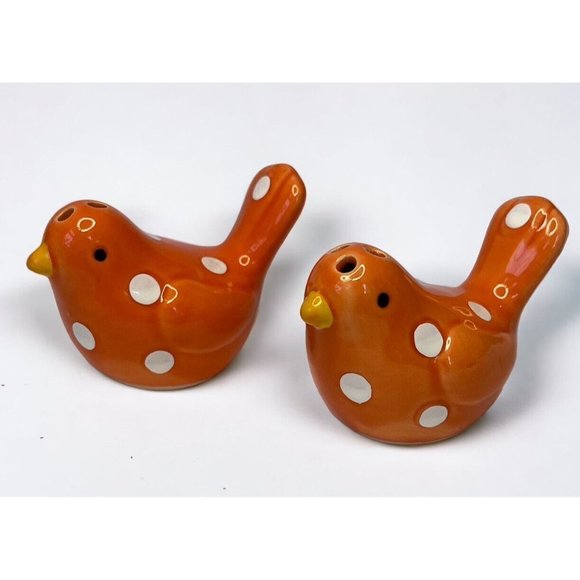 Dining | Orange Polka Dot Birds Salt Pepper Shakers | Poshmark